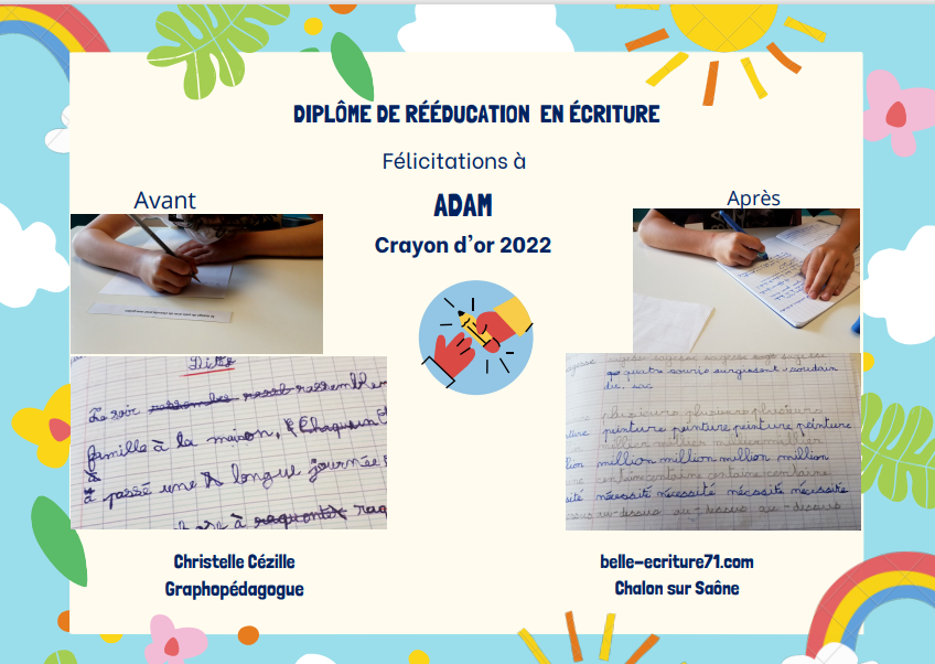 Adam et un joli diplôme de plus! – belle-écriture71